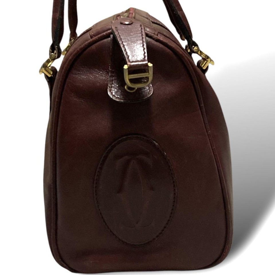 Cartier Boston Bag Must Line Gold Hardware Leather Bordeaux | eBay