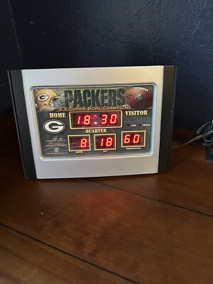 NFL Green Bay Packers Scoreboard Electric Clock Temp Month/Date Tested ...