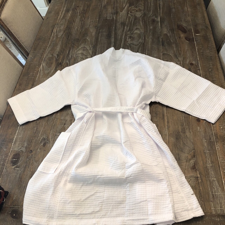 White Waffle Kid's Robe With L Monogram One Size | eBay
