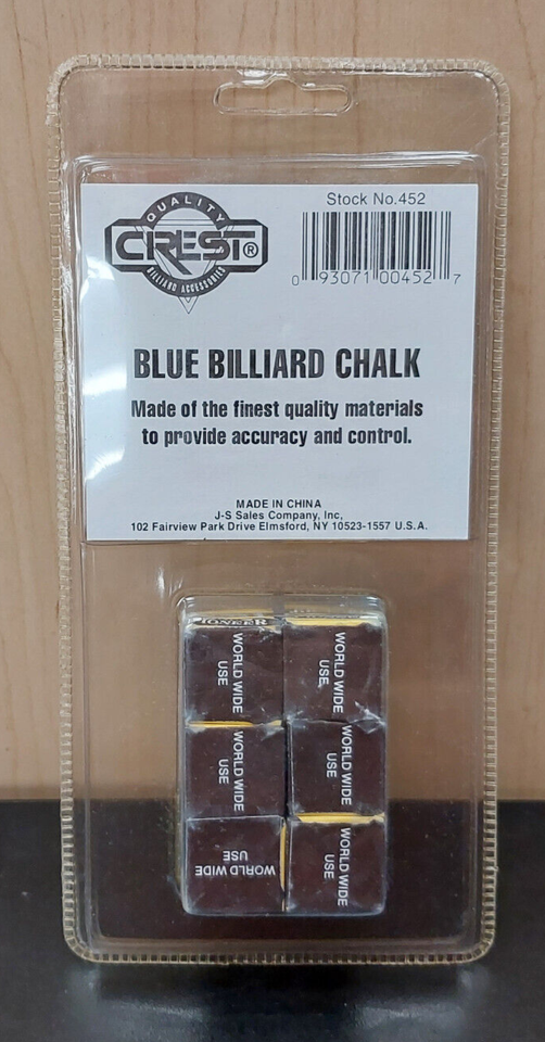 NEW! Crest 6pc. BLUE POOL CUE TIP BILLIARD CHALK for Billiards, Snooker ...