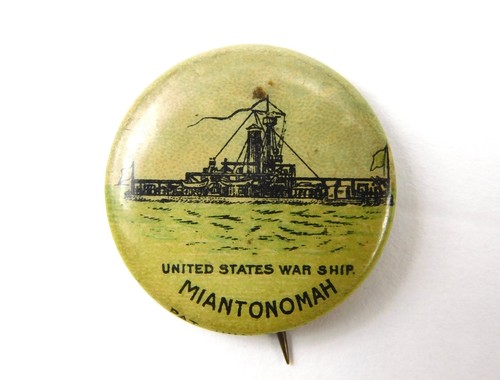 1896-98 Whitehead & Hoag NJ US War Ship USS Miantonomah Pin Pinback A ...