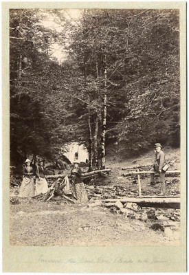 France, Mont Dore, les cascades de la Vernière vintage albumen print ...