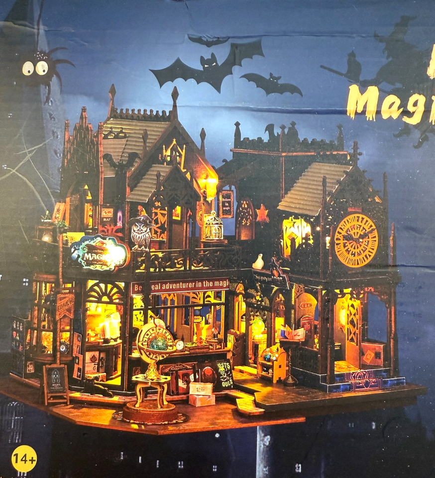 HOLO Magic City DIY Miniature Dollhouse Kit w/ LED Light Fantasy Wizard ...
