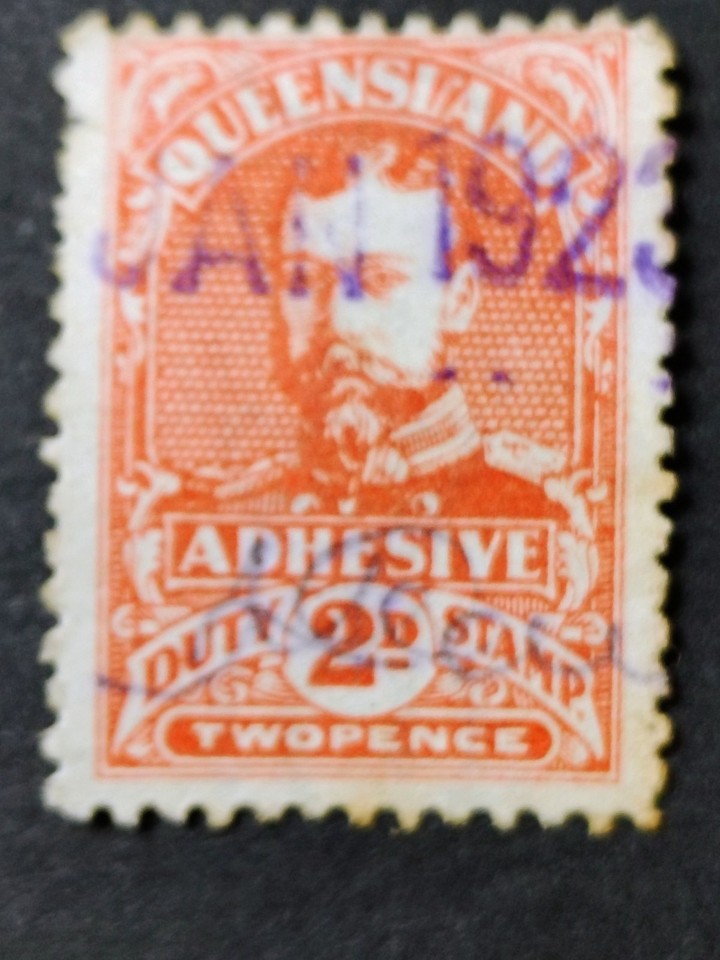 Old State Qld adhesive duty stamp 1d 2d 3d 6d 1/- & KGV 1½d red punc OS ...