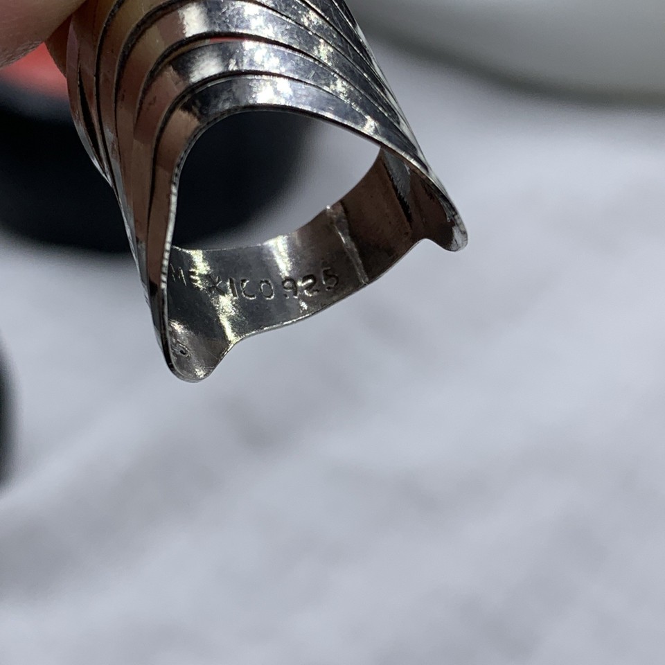 Mexican 925 Silver Naturalistic Wavy Ring 2g Size M | eBay UK