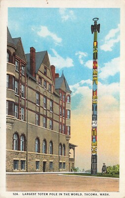 Vintage Postcard Largest Poem Pole in World Tacoma Washington Lund ...