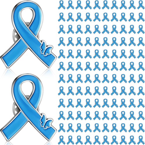 Tondiamo Light Blue Ribbon Lapel Pins Colon Cancer Awareness Pin Hope ...