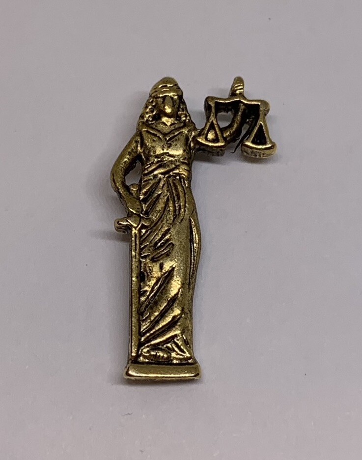 Blind Lady Scales Of Justice Law Gold-Tone Made In USA Lapel Pin (103 ...