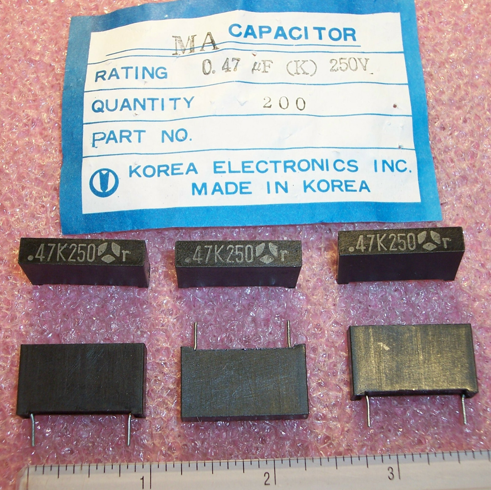 QTY (50) .47uf 250V 10% RADIAL METALLIZED BOX FILM CAPACITORS MA474K250 ...