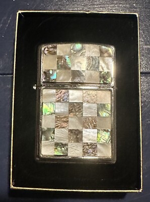 ZIPPO SEA WEAVE (GR & WHT) - ABALONE MOTHER OF PEARL - SEALED IN BOX | eBay