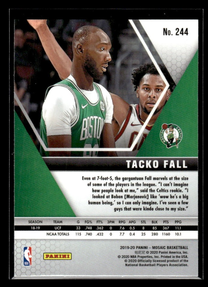 2019-20 Panini Mosaic #244 Tacko Fall Rookie Boston Celtics | eBay
