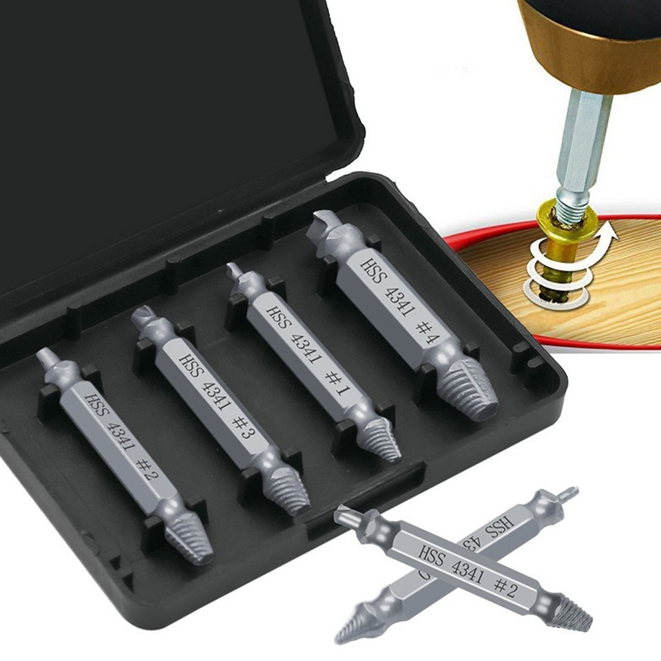 6 Pcs Damaged Bolt Remover Screw Extractor Steel Drill Bits Guide ...