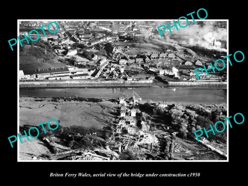 OLD POSTCARD SIZE PHOTO OF BRITON FERRY WALES THE BRIDGE CONSTRUCTION ...