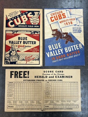 Vintage Cubs Score Cards Lot Of 3 1936 & 1938 Baseball | eBay