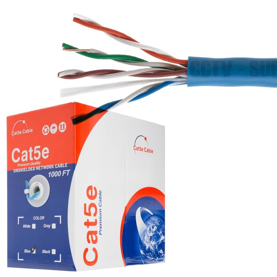 CAT5E CAT6 Cable 500FT 1000FT UTP Solid Network Ethernet CAT5 Bulk Wire ...