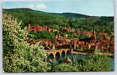 Vintage Postcard Fruhling in Heidelberg Blick vom Philosophenweg ...