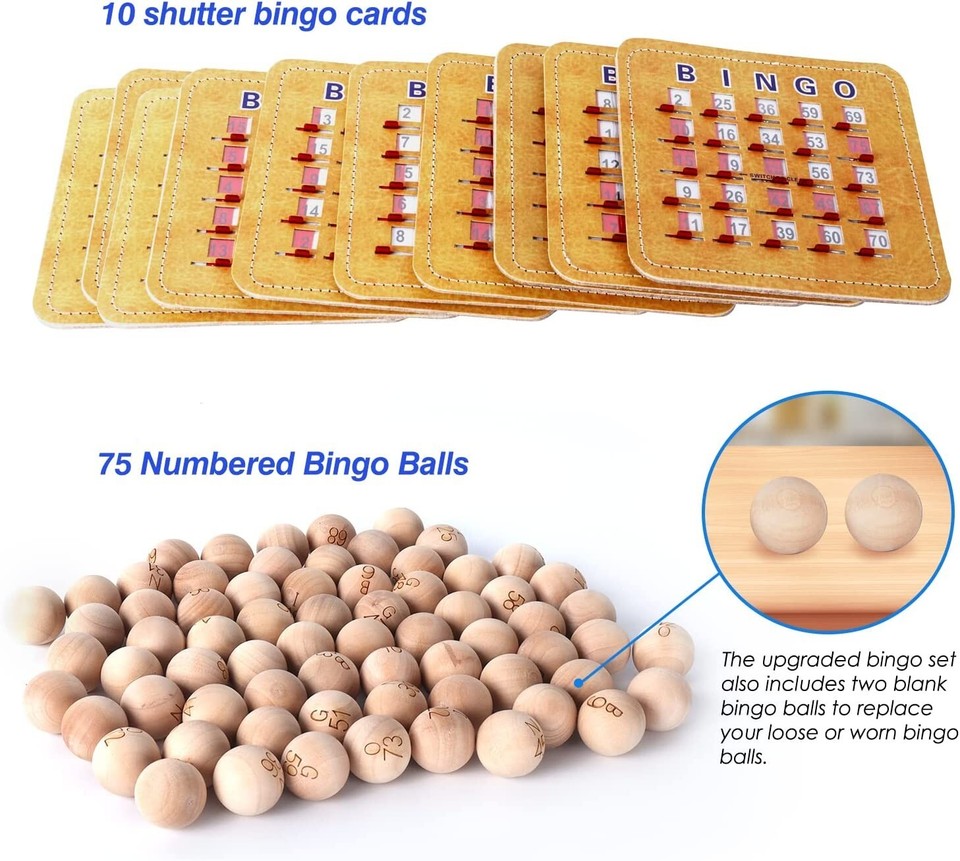 Deluxe Bingo Game Set w/Bingo Cage, Bingo Balls, Board, 50 Shutter ...