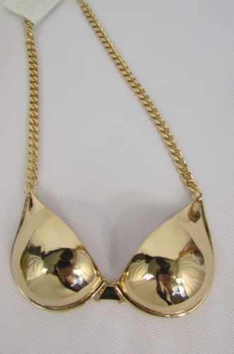 Women Gold Metal Chains Bling Fashion Jewelry Bra Bralet Top Necklace ...