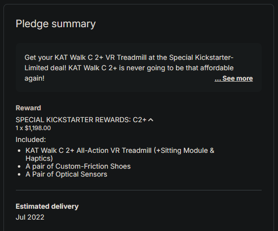 KAT Walk C 2+ VR Treadmill, Sitting Module, Haptics, Shoes, & Optical ...