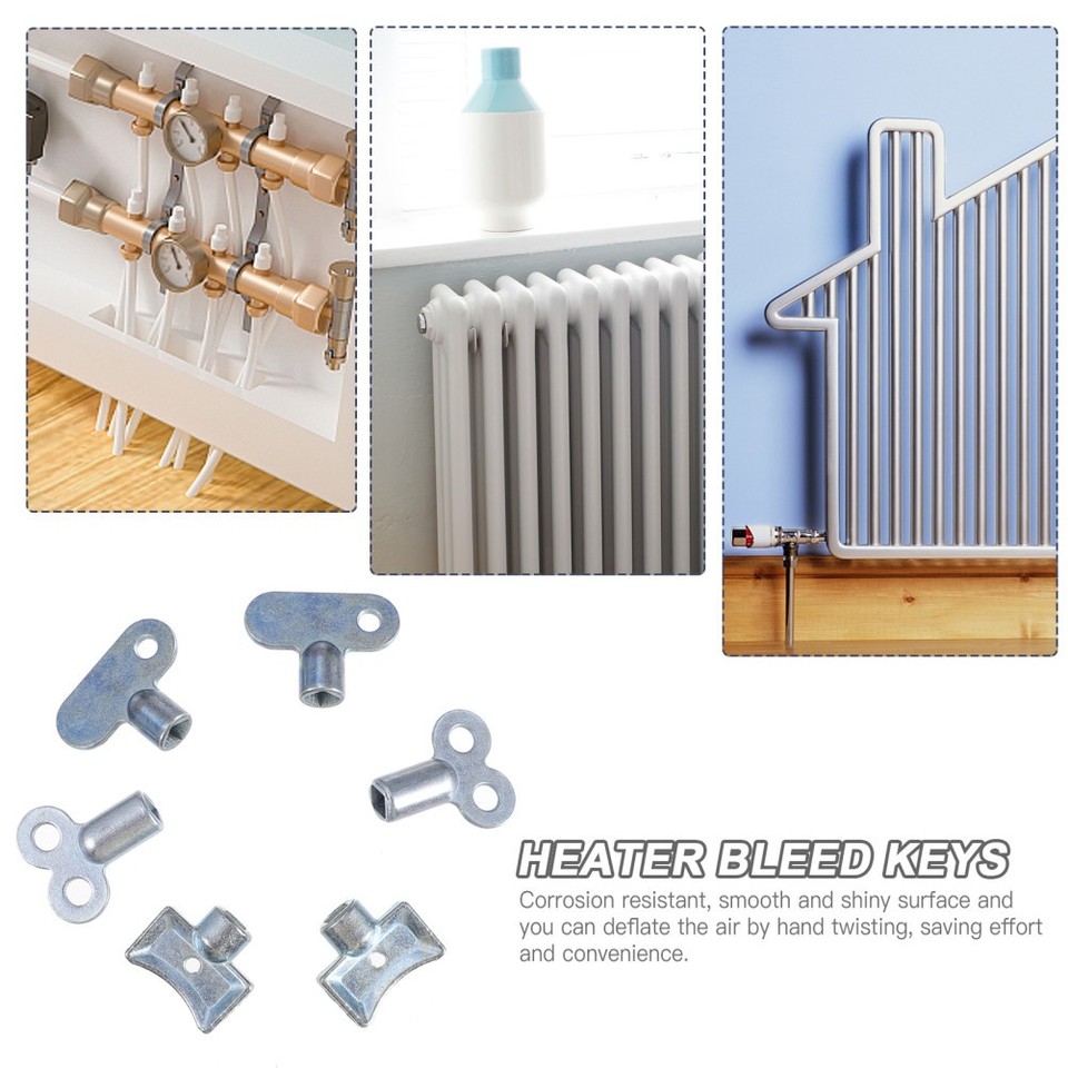 6 Pcs Polished Zinc Alloy Radiator Valves Air Vent Bleed Hole Keys for ...