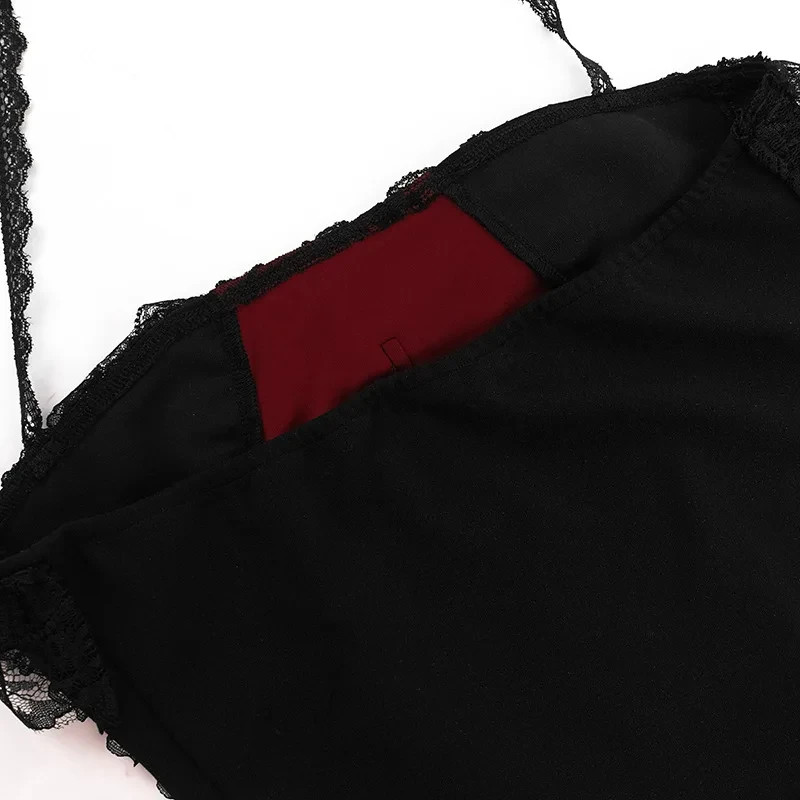 Y2k E-girl Hipster Lace Patchwork Halter Crop Tank Tops Cosplay Clothes ...