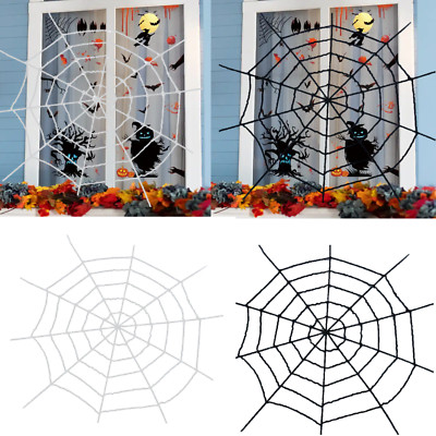2pk Spider Webs Black & White Halloween Decorations Plush Spiderweb 4ft ...