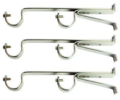 Windoware CURTAIN ROD DOUBLE BRACKETS 25/28mm 3Pcs Satin Finish *Aust ...