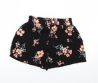 Divided Womens Black Floral 100% Viscose Cut-Off Shorts Size 8 L3in ...