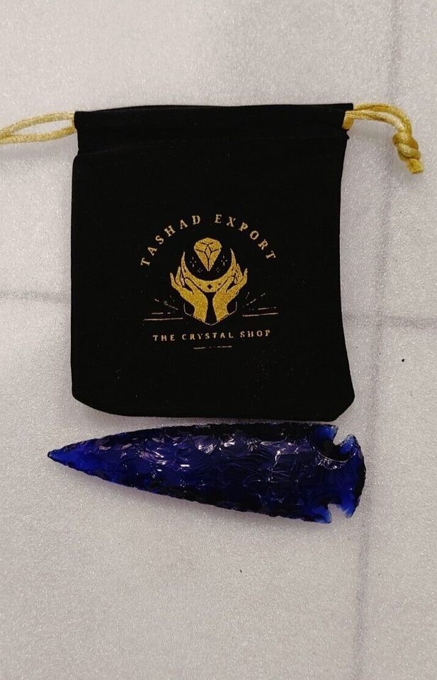 Blue Obsidian Arrowhead Translucent Glass Ancient Style Native Point ...