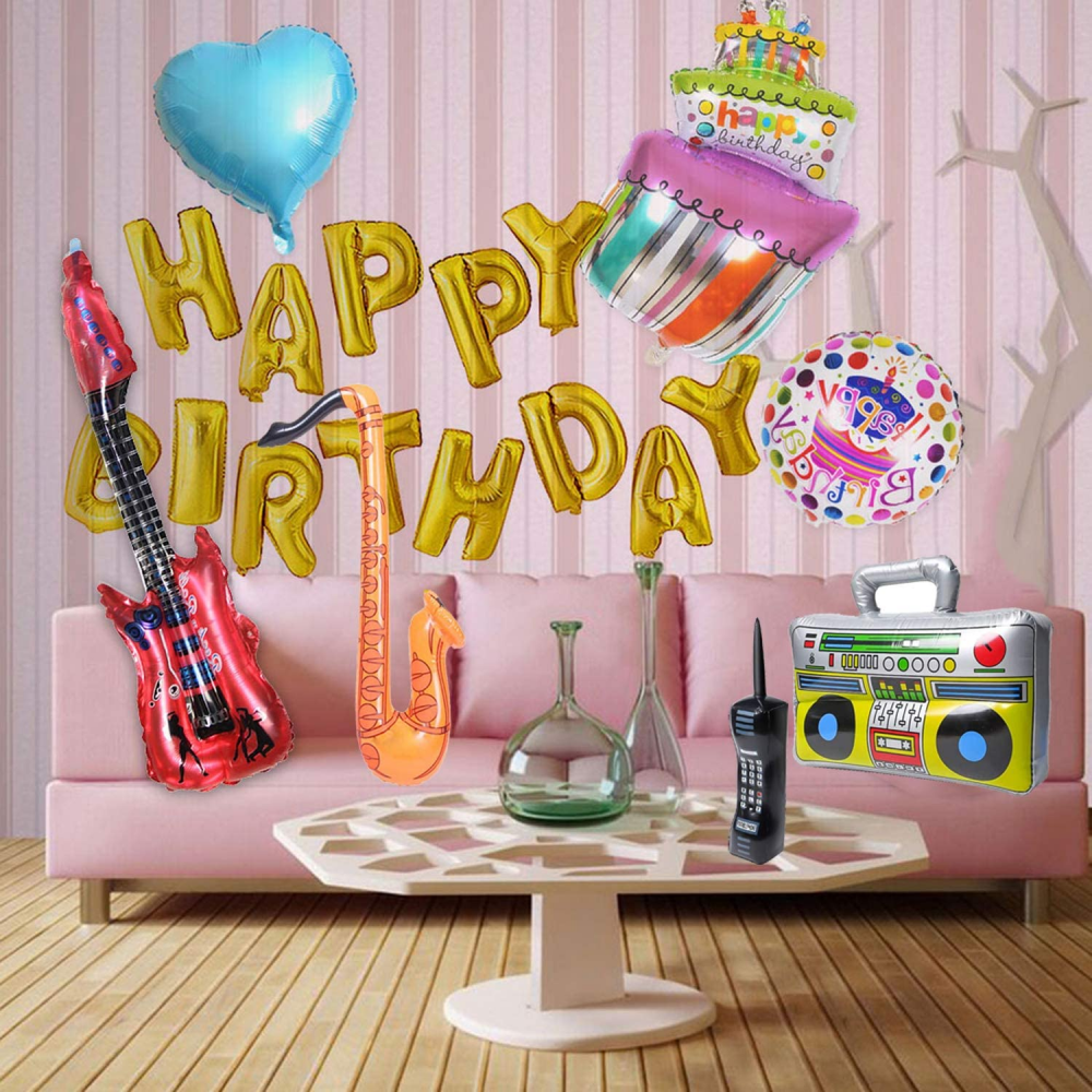 Inflatable Rock Star Toy Set, 7 Pack Boom Box Mobile Phone Guitar... | eBay