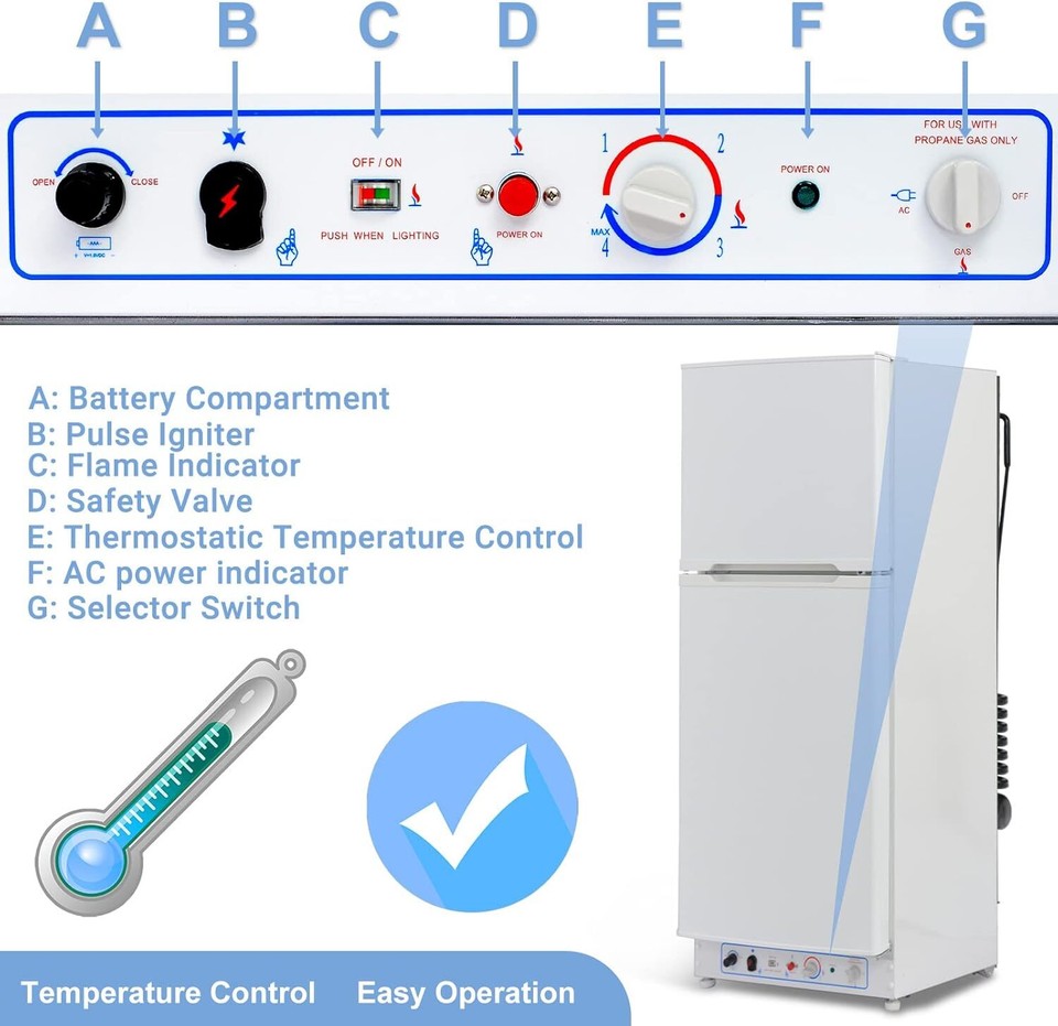Propane Refrigerator Car 110V Motorhome Camper RV Fridge Portable 2/3 ...