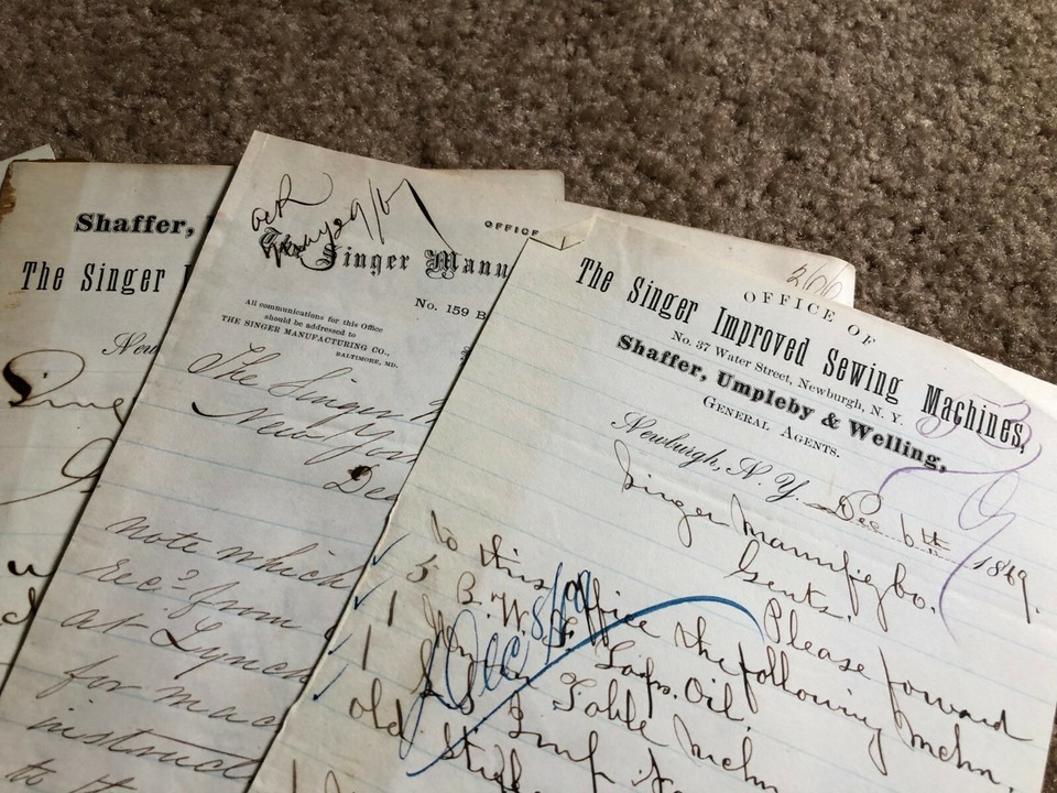 #MISC3722 1880s lot of 8 letters from SINGER SEWING MACHINE company w ...