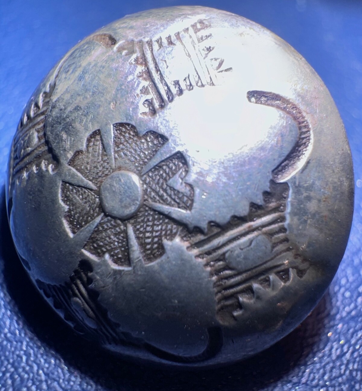 Navajo Textured Dome Button Hand Constructed & Stamped Earrings Omega ...