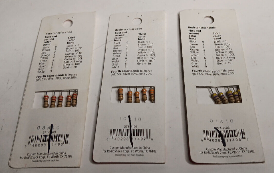 Radio Shack 1/2 Watt Resistors 5 Pk lot - 22 33 47 Ohm NIP | eBay