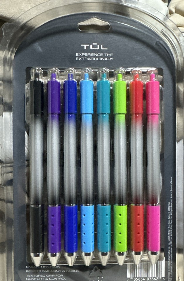 TUL Retractable Gel Pens, Bullet Point, 0.5 mm, Gray Barrel, Assorted ...