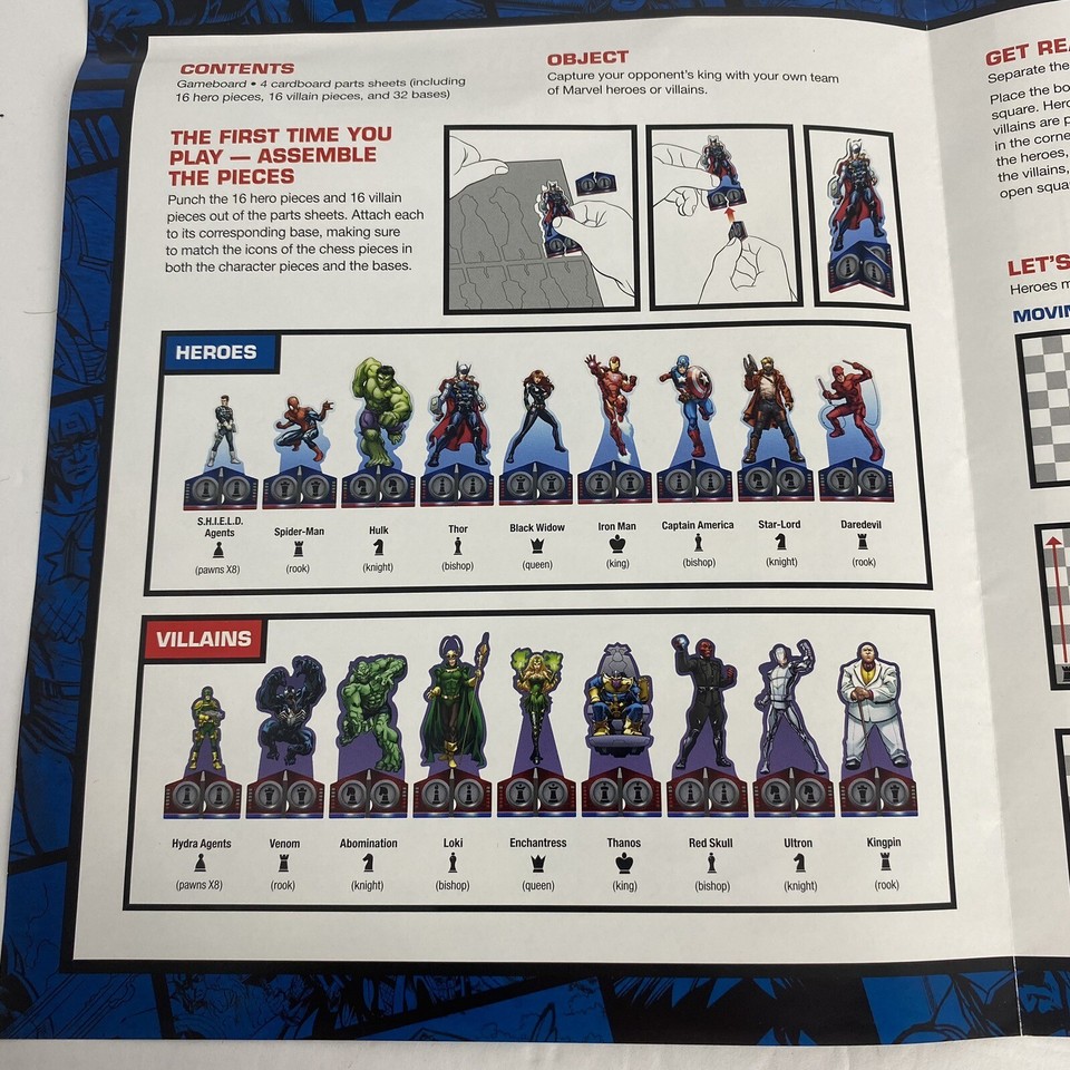 Marvel Chess Set Board Game 2015 Heroes Vs Villains Thanos Ironman ...