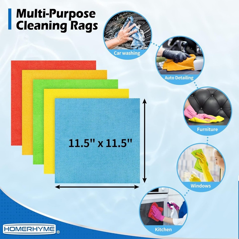 Microfiber Cleaning Cloth Set of 100 Towel Rag Car Polishing Detailing ...