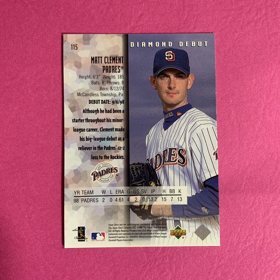 🐶 1999 UD Black Diamond MATT CLEMENT DEBUT #115 RC PADRES | eBay