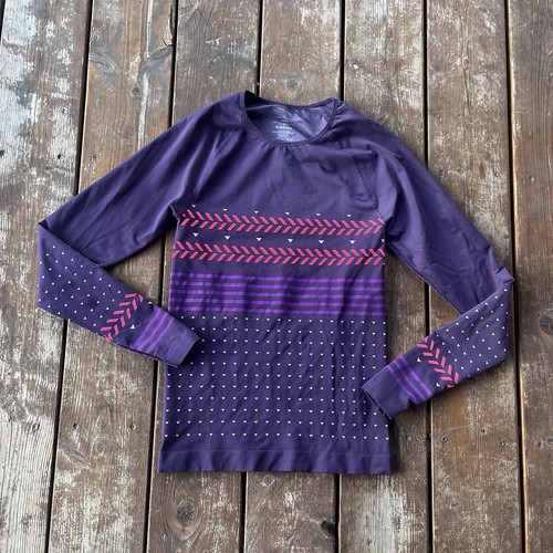 Title Nine Women's Purple Geometric Stripe Compression Long Sleeve Top ...