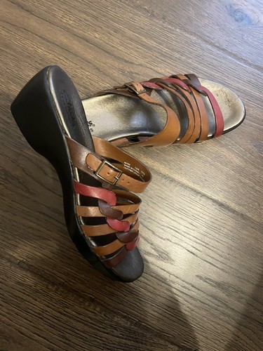 Clarks Bendables Multicolor Braided Leather Slip On Platform Sandals Sz ...