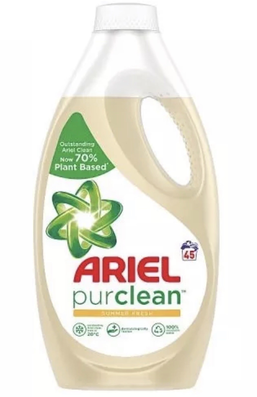 Ariel Purclean Washing Liquid Laundry Detergent - Plant Based- 45 ...