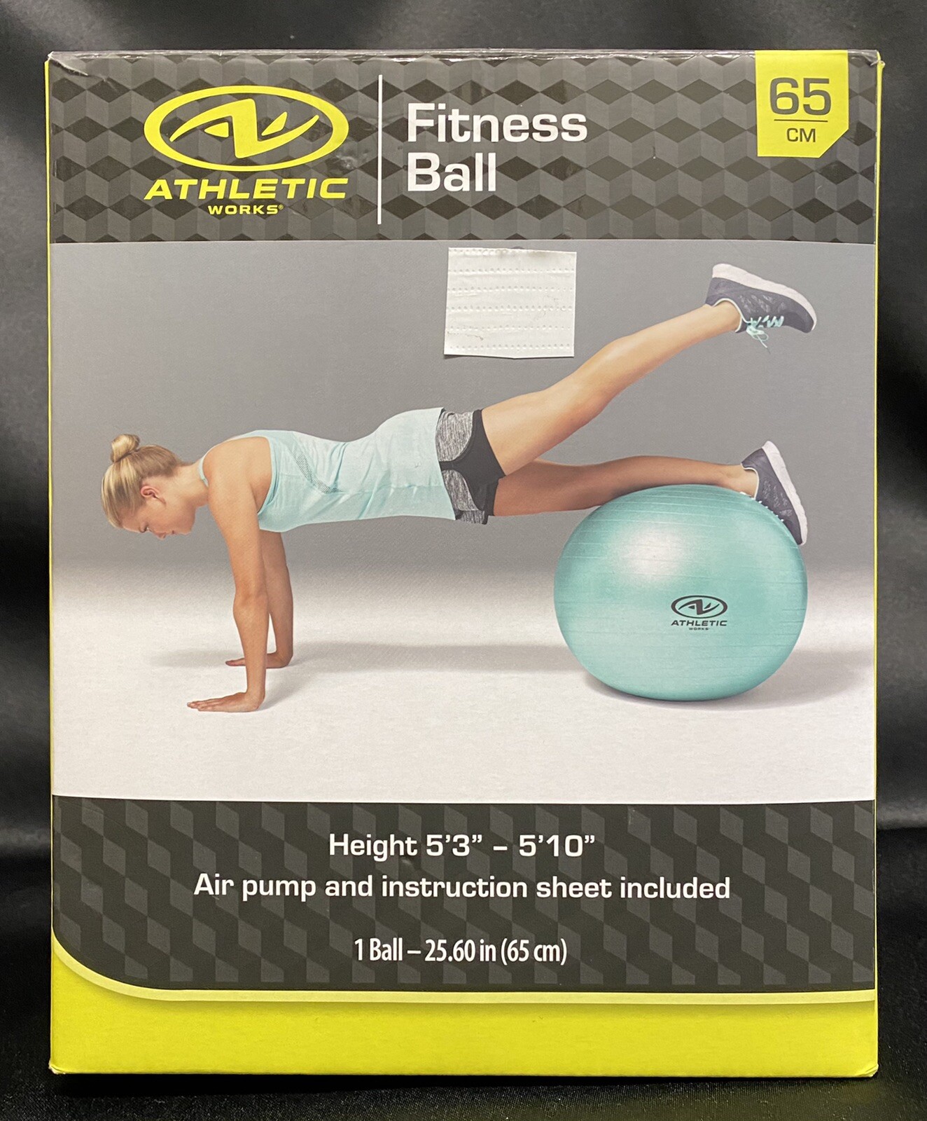 Athletic Works FITNESS BALL 65cm TEAL BLUE New Yoga Balance Resistance ...