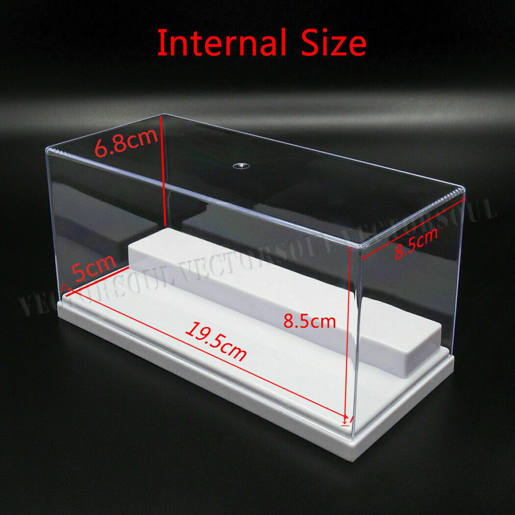 UK Clear Acrylic Display Case Perspex Box 20cm L Plastic White Base ...