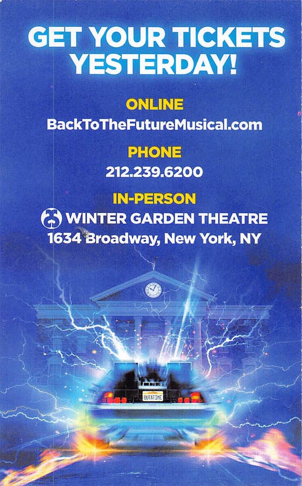Back to the Future 2023 ad handbill flyer Broadway New York City Marty ...