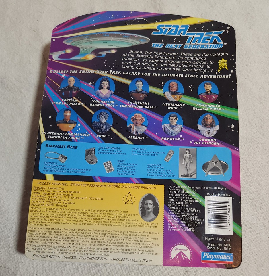 Deanna Troi 1992 Playmates MOC Unpunched Star Trek The Next Generation ...