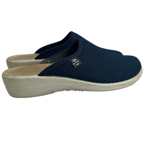 Fly Flot Italy Womens SZ 39/8.5 Blue Mesh Comfort Slip On Mules Clogs ...