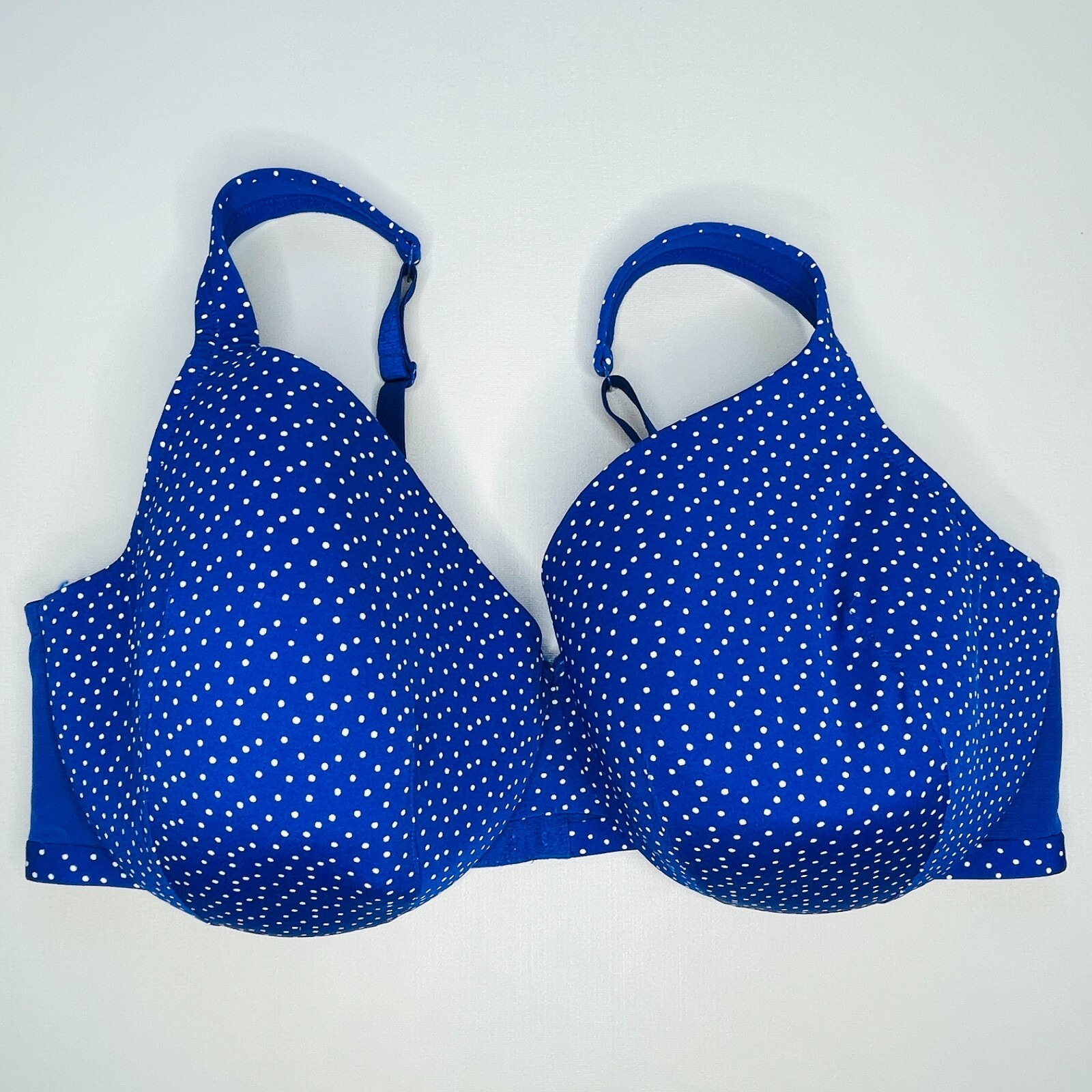 Cacique Satin Full Coverage Bra 46DD Blue Polka Dots … - Gem