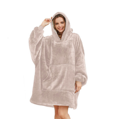 Women Extra Long Fleece Hoodie Blanket Teddy Bear Cosy Warm Long Hood ...