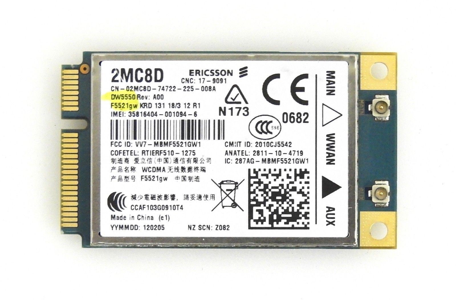 DELL DW5550 Wireless WWAN Mobile Broadband HSPA GPS Module F5521gw 3G ...