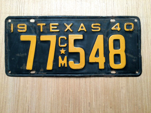1940 TEXAS CM TRUCK LICENSE PLATE 77 548 | eBay